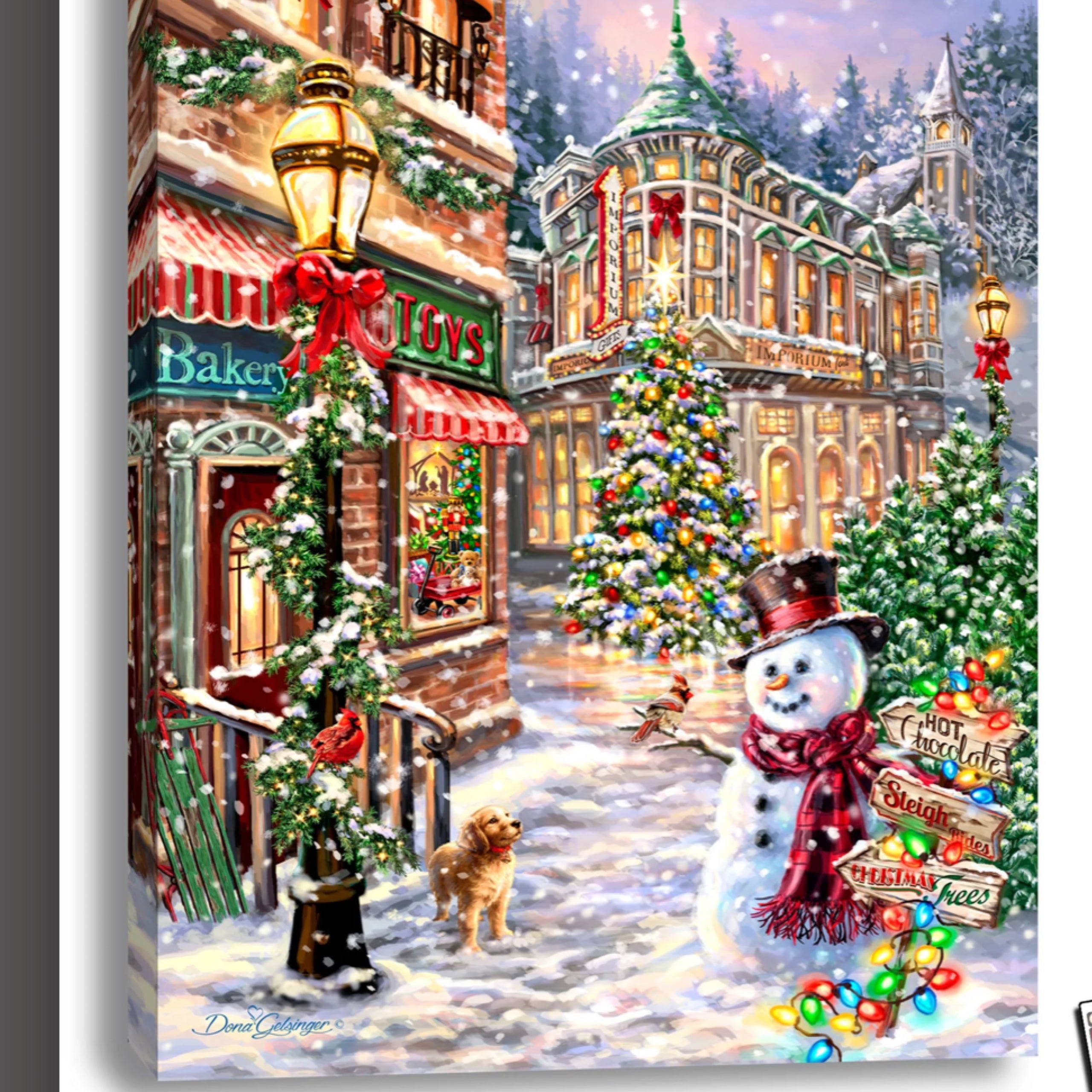 Christmas Lane | Fully Illuminated LED Wall Art | 18" x 24" | Requires ...